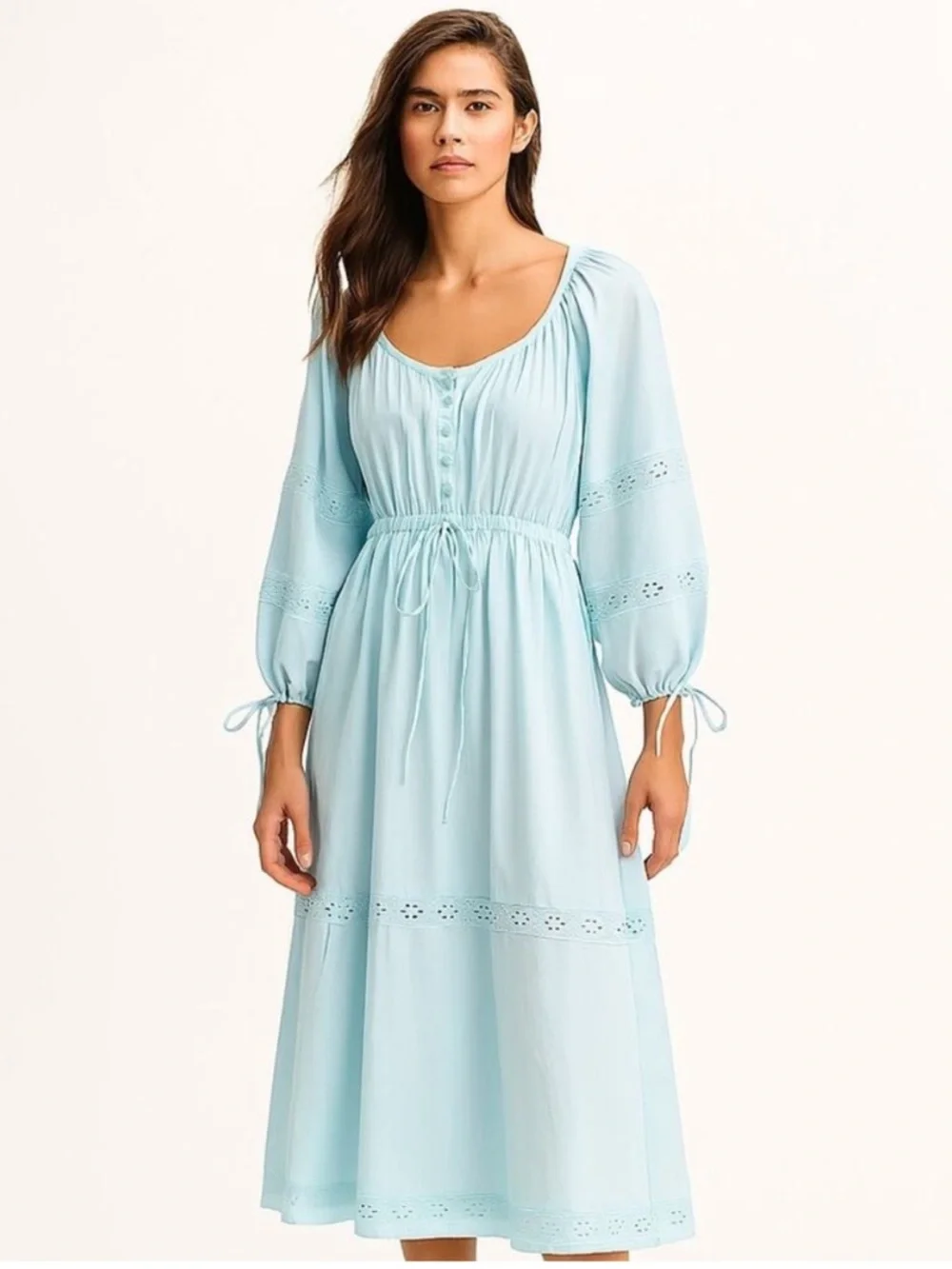 Harshman | Dresses | Harsman Los Angeles Belle Light Blue Midi Peasant ...
